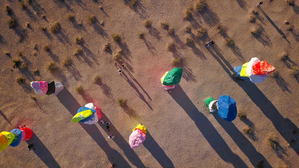 Seven Magic Mountains is a roadside attraction near Las Vegas, Nevada
